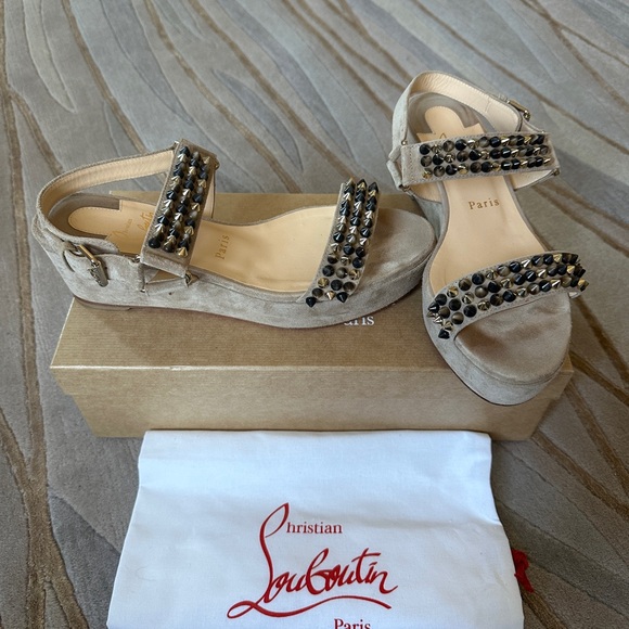Christian Louboutin | Shoes | Christian Louboutin Studded Wedge | Poshmark